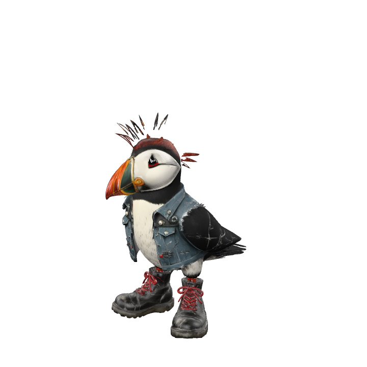 Punk Bird Art Rocker Puffin - Free 3D Models on Pixabay