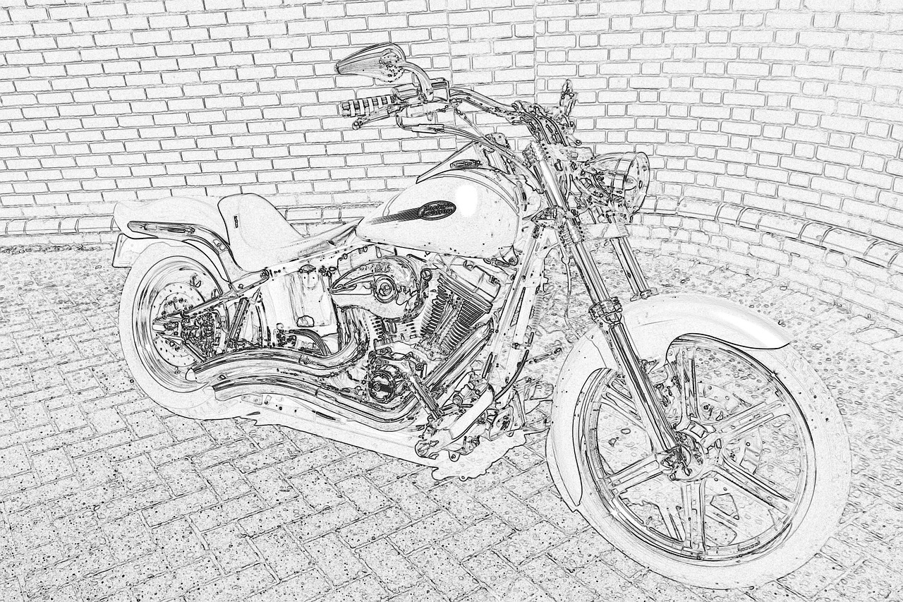Motorbike Harley Davidson Drawing