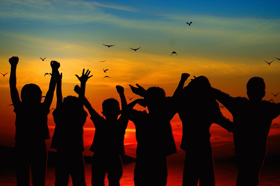 Photo Gratuite Les Enfants Silhouette Cheers Image Gratuite Sur