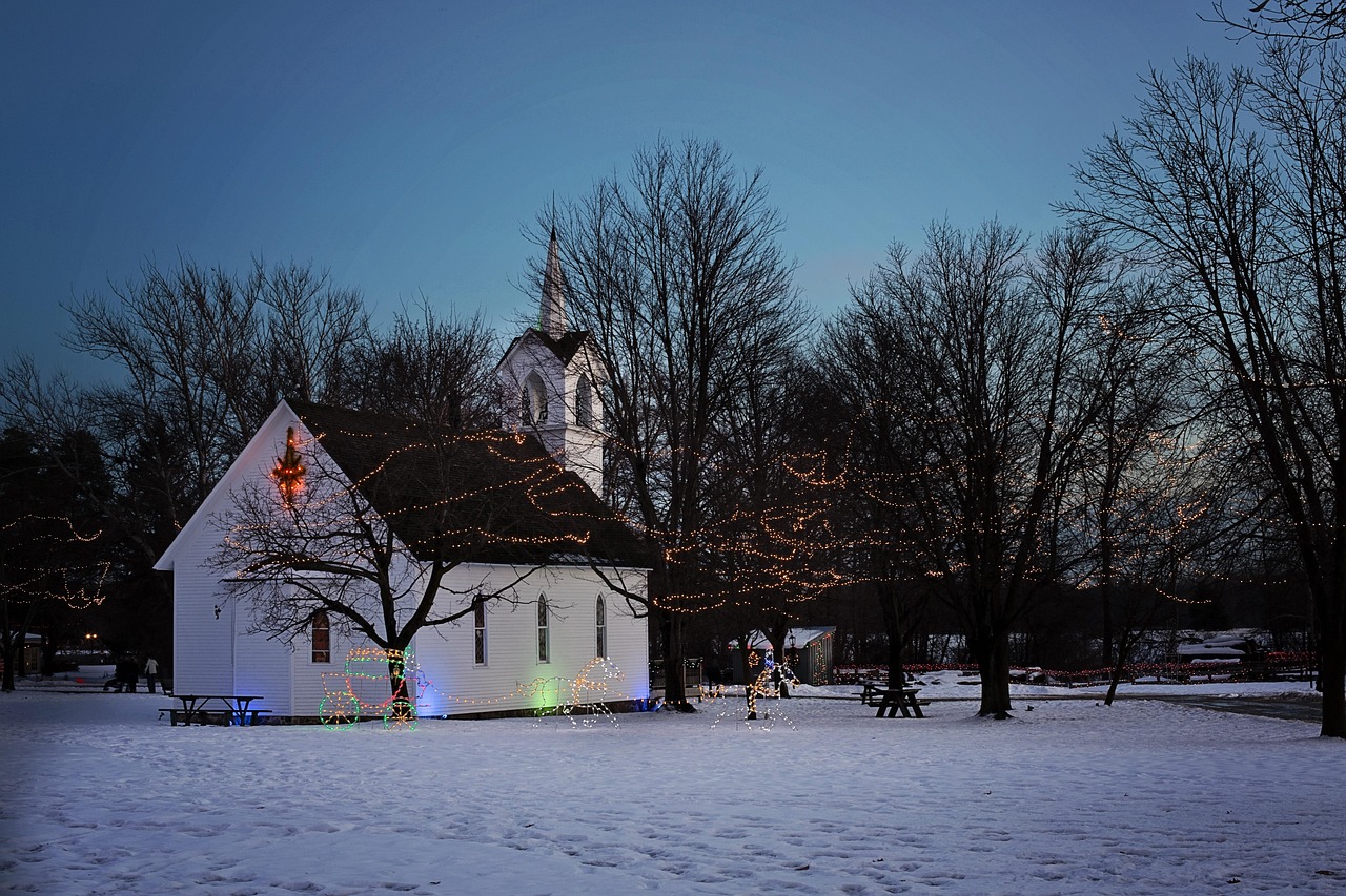 Christmas Church At Night - Free photo on Pixabay