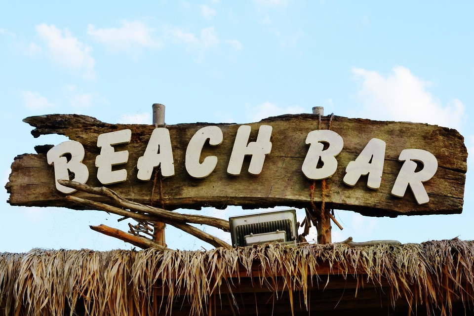 Wood Sign Beach Bar Ula Beach Club, Dubai Restaurant Interior Design