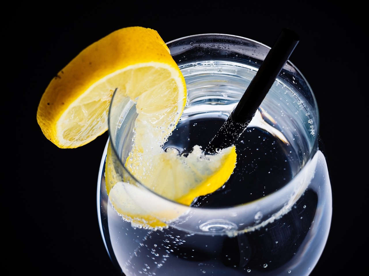 Lemon Wedge On Glass
