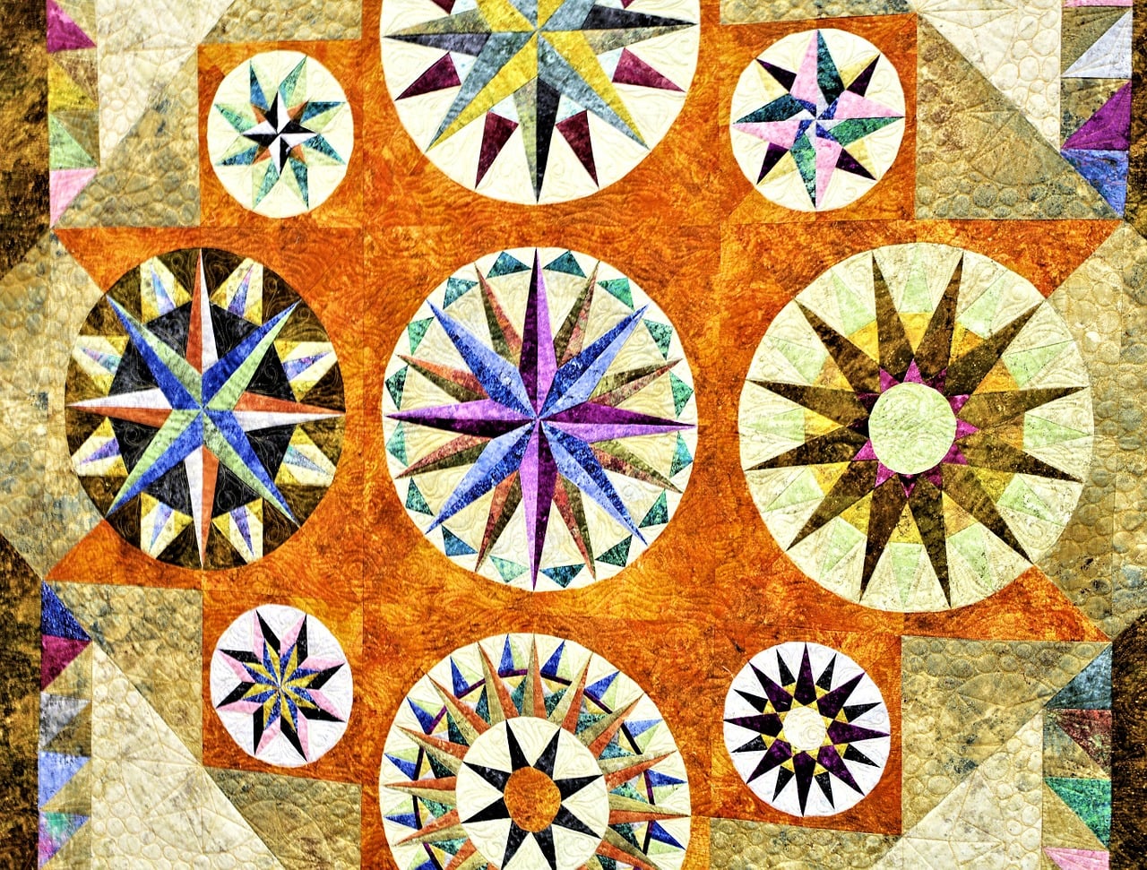 Download Prize Winning Quilt, Circular Star Designs, Sewing. Royalty ...