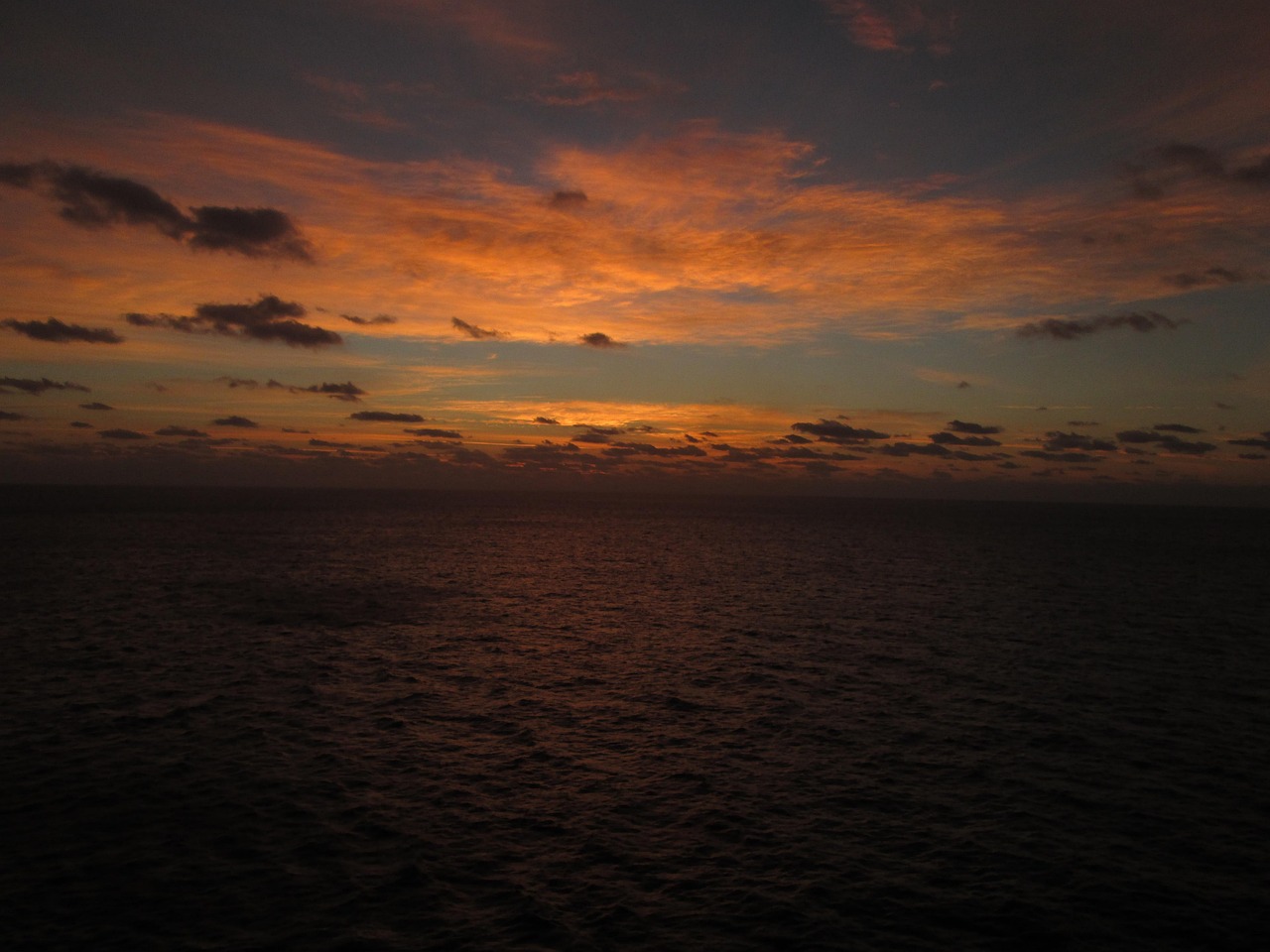 Atardecer Oscuro Océano Mar