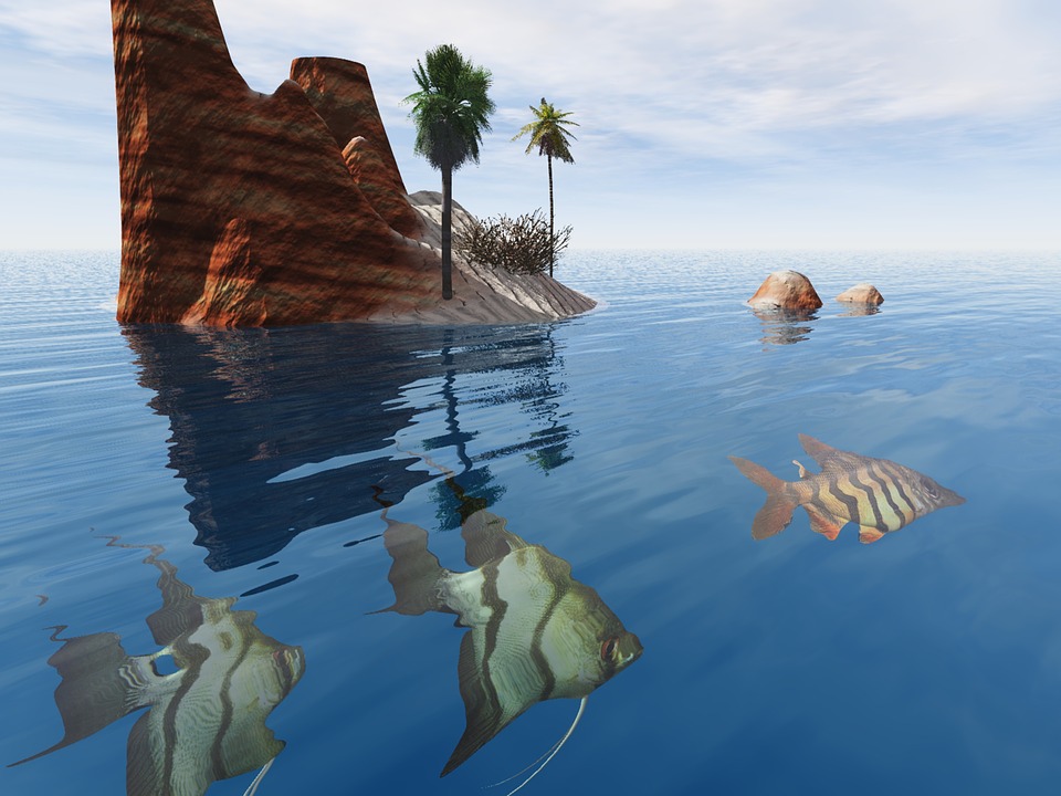 Download Island, Fishes, Blue Sea. Royalty-Free Stock Illustration ...