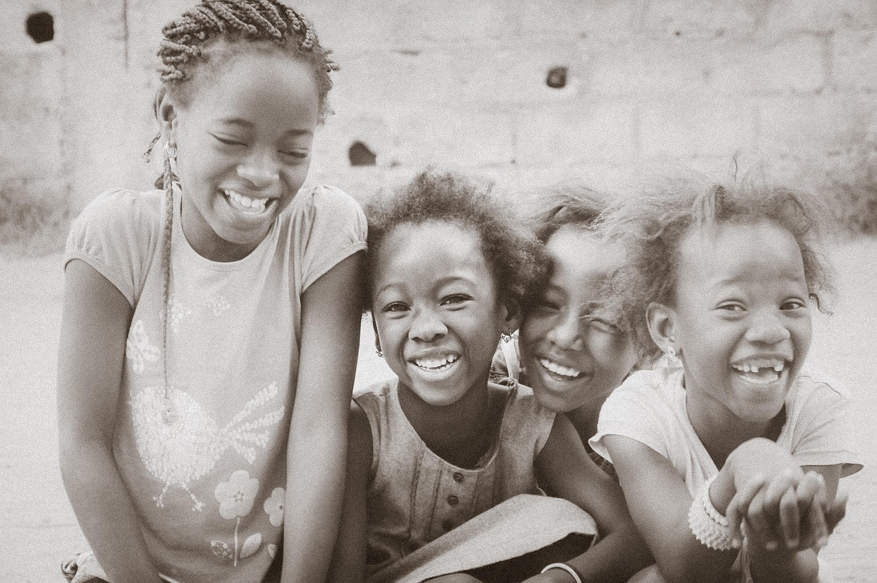 African Children Smiling Black And White