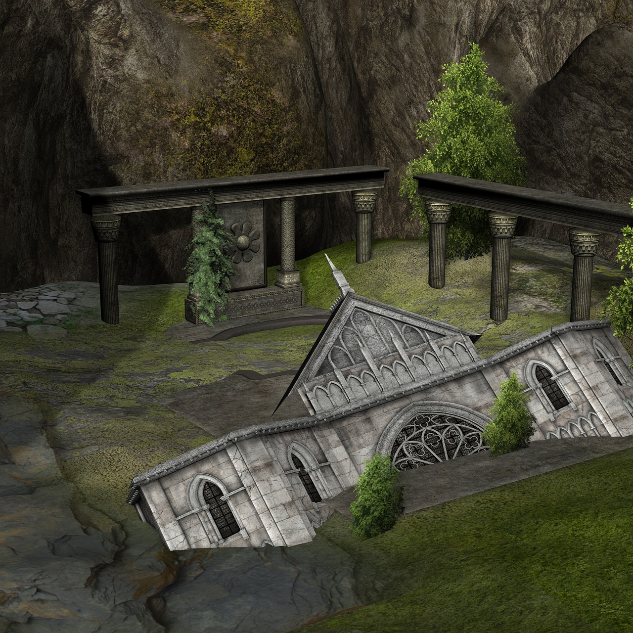 Download Ruin, Columns, Mountains. Royalty-Free Stock Illustration ...