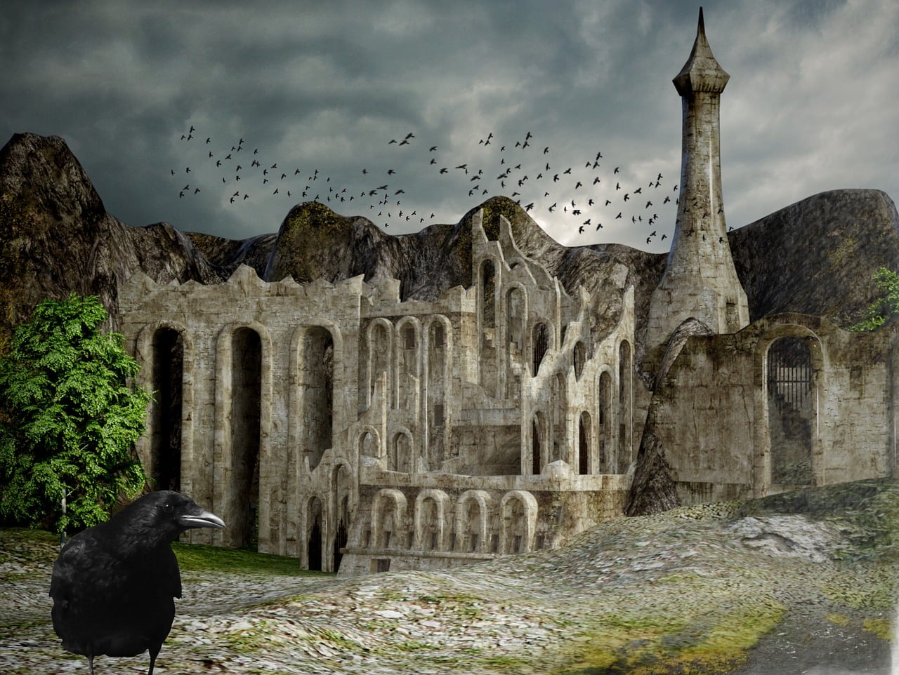 Download Crow, Castle, Ruin. Royalty-Free Stock Illustration Image ...