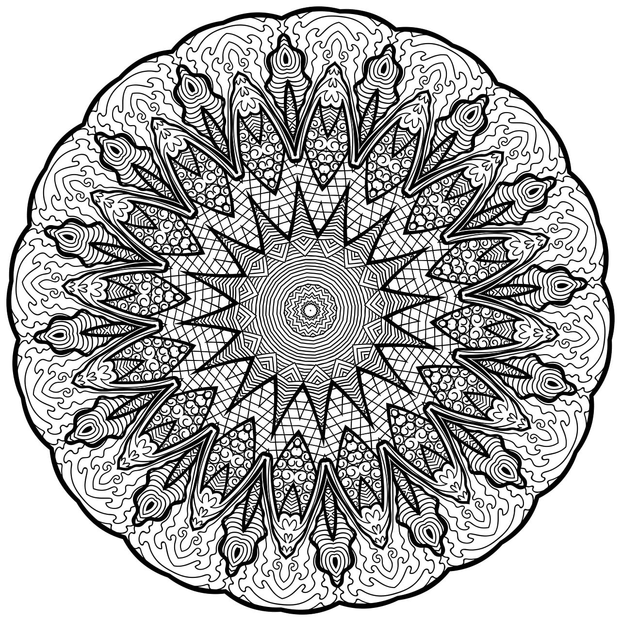 Download Mandala, Line Art, Black And White. Royalty-Free Stock ...