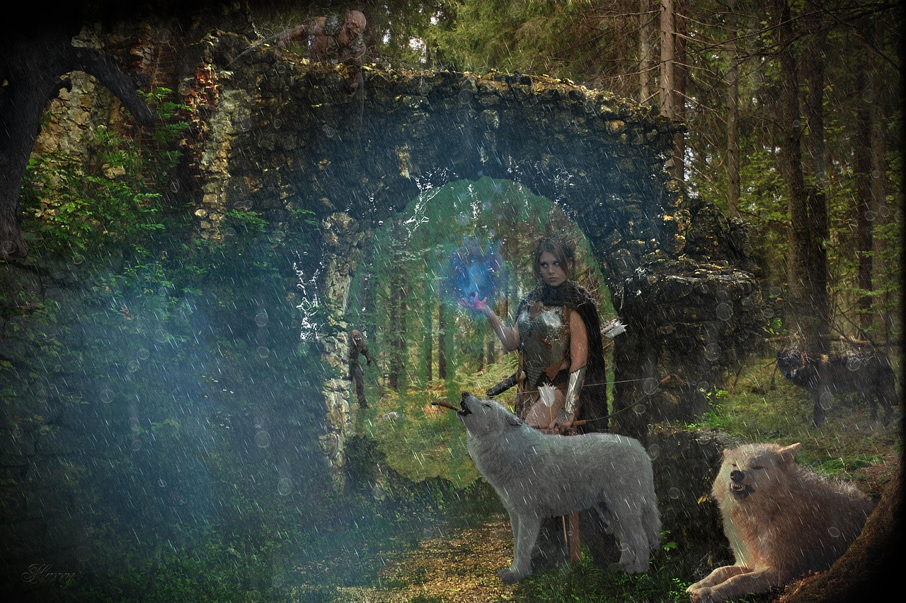 Wolf Fairy Fantasy Forest Autumn's Quilt Print Fantasy Wolf Art
