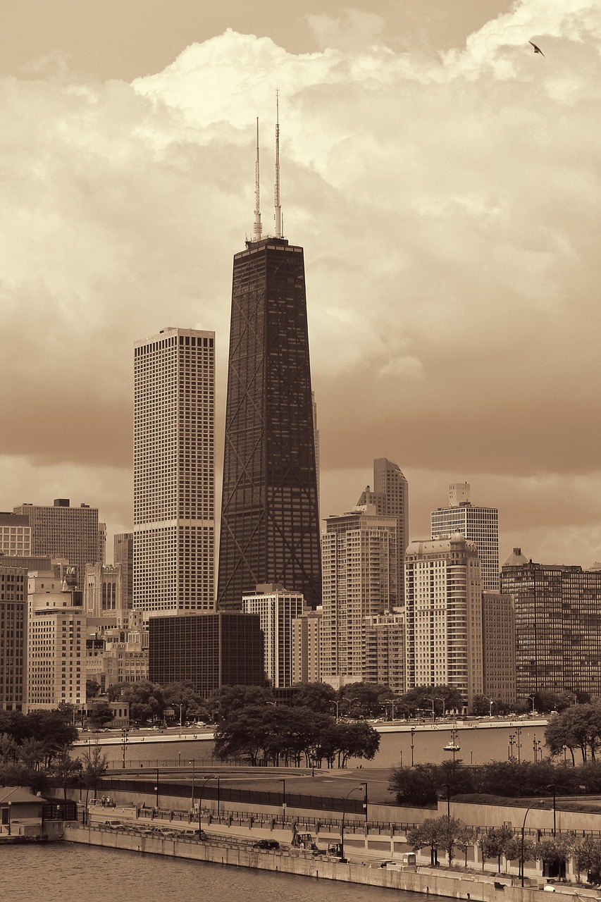 Sepia Chicago Horizont - Kostenloses Foto auf Pixabay