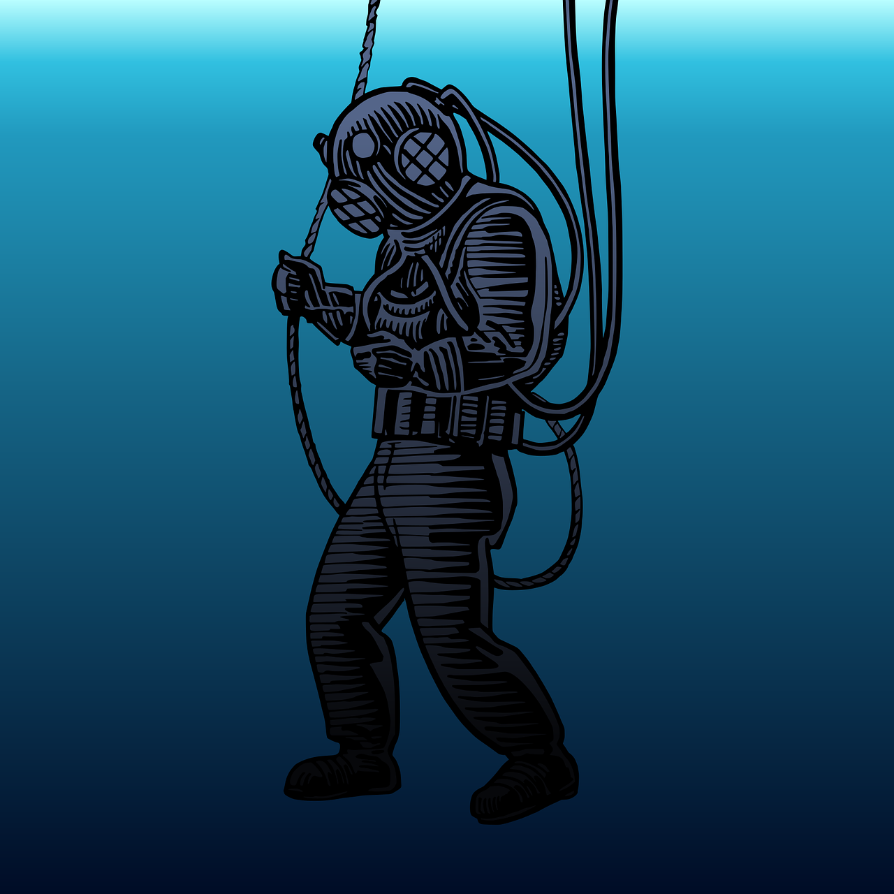 Download Deep Sea Diver Diving Royalty Free Vector Graphic Pixabay