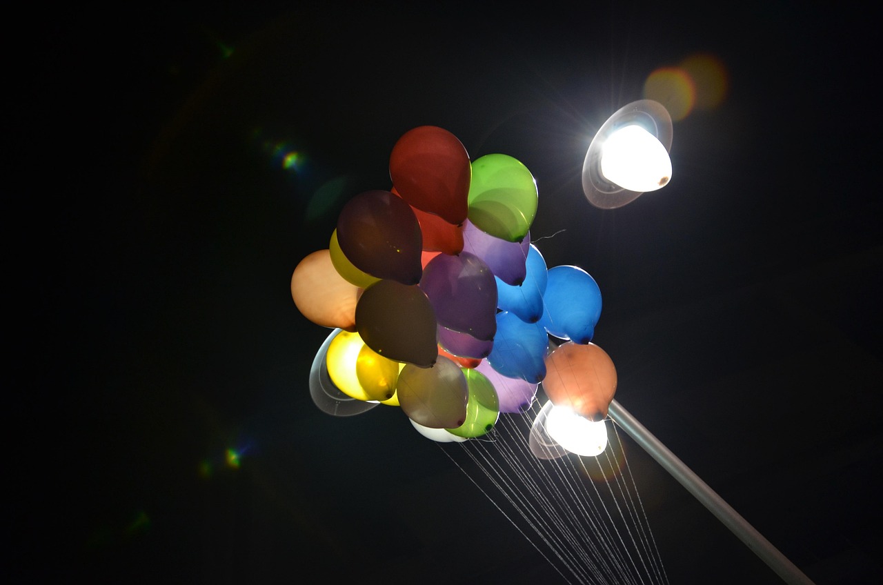 Balloons In The Sky At Night