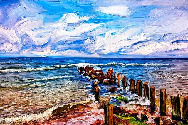 Download Seascape Jetty, Acrylic Painting, Impression Art. Royalty-Free ...