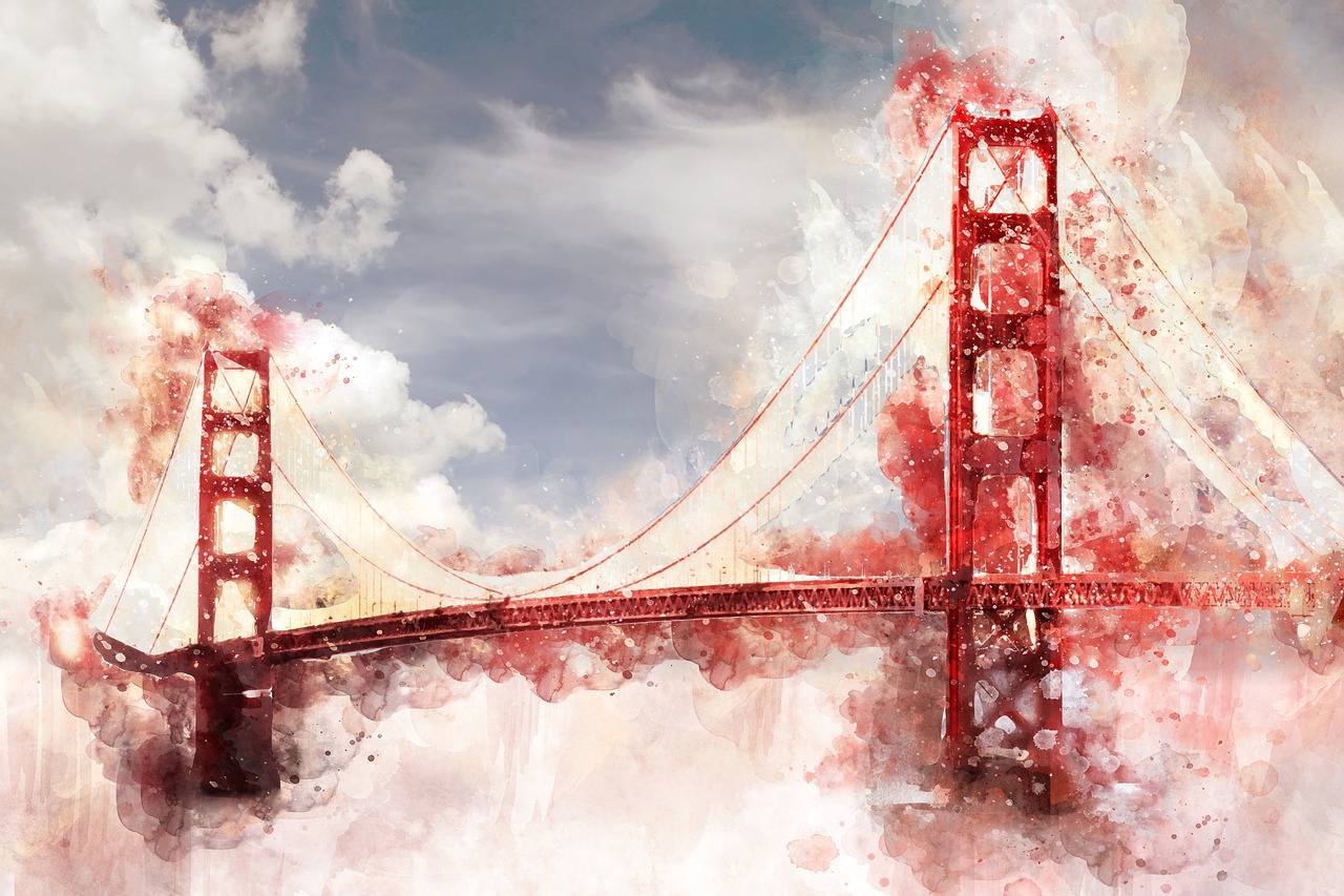 Download Golden Bridge, Watercolor, Bridge. Royalty-Free Stock ...