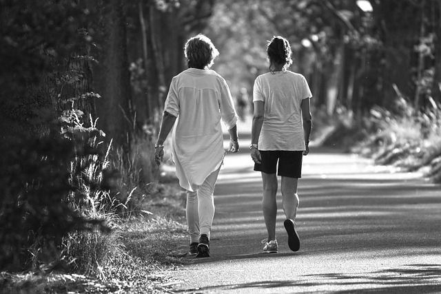 Two People Walking Together