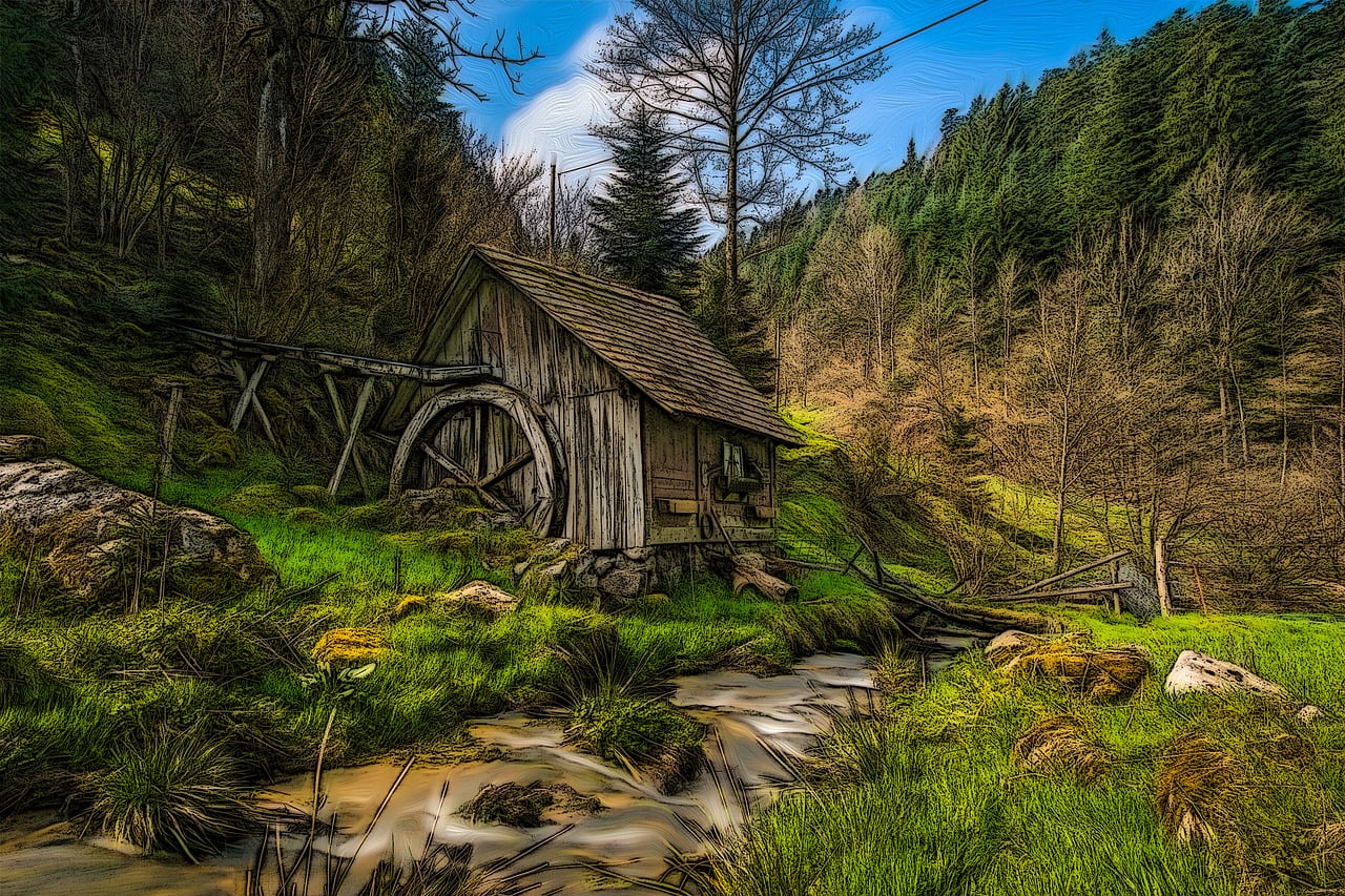 Download Mill On The Brook, Mill, Bach. Royalty-Free Stock Illustration ...