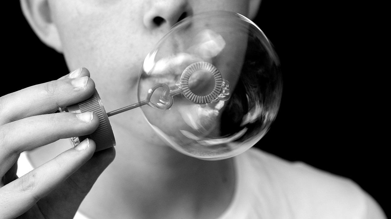 Blowing Bubbles Black And White