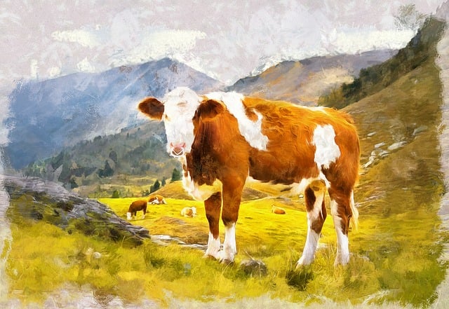 Download Cow, Mountain, Landscape. Royalty-Free Stock Illustration ...
