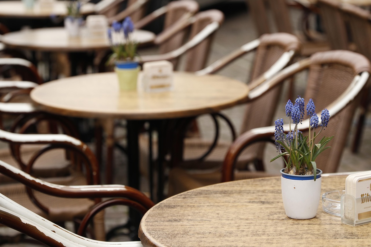 Café An Outdoor Cafe Blue Flowers - Free photo on Pixabay