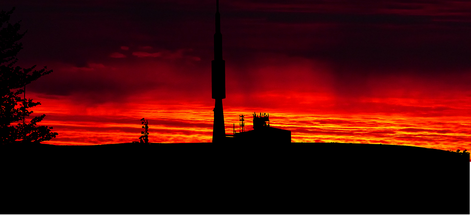 Download Sunset, Building, Tv Stations. Royalty-Free Stock Illustration ...