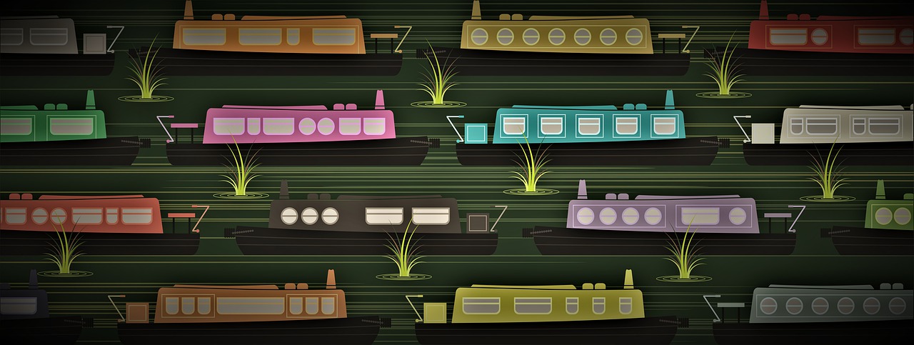 Download Narrow Boats, Scene, Pattern. Royalty-Free Stock Illustration ...