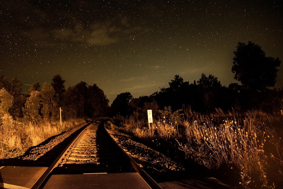 Tracks Rail Night - Free photo on Pixabay