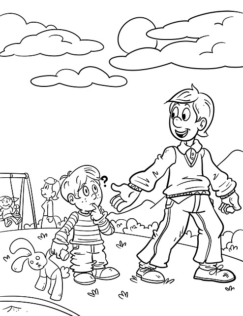 Kids Playing Outside Clipart Black And White