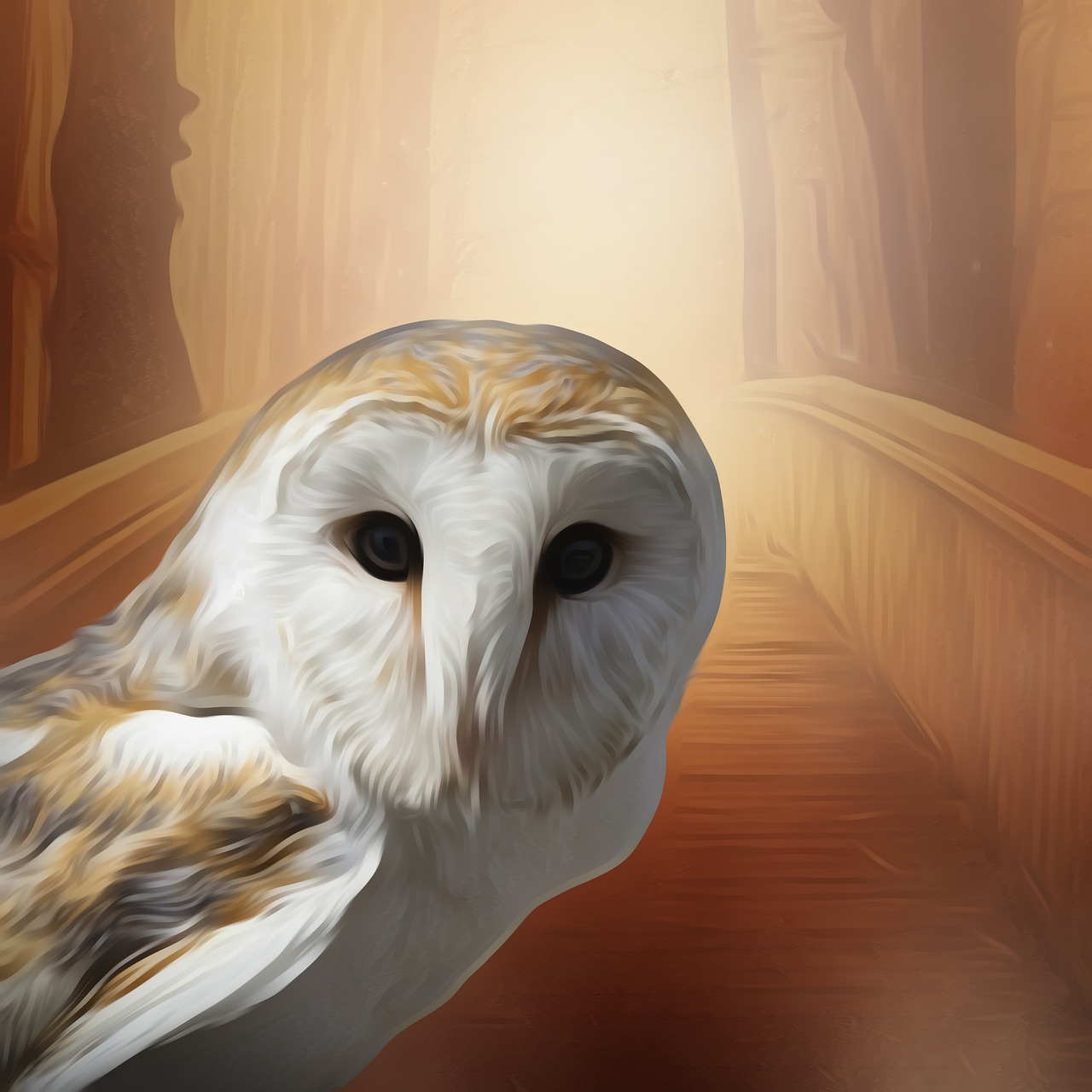 Download Oil Painting, Barn Owl, Bridge. Royalty-Free Stock ...