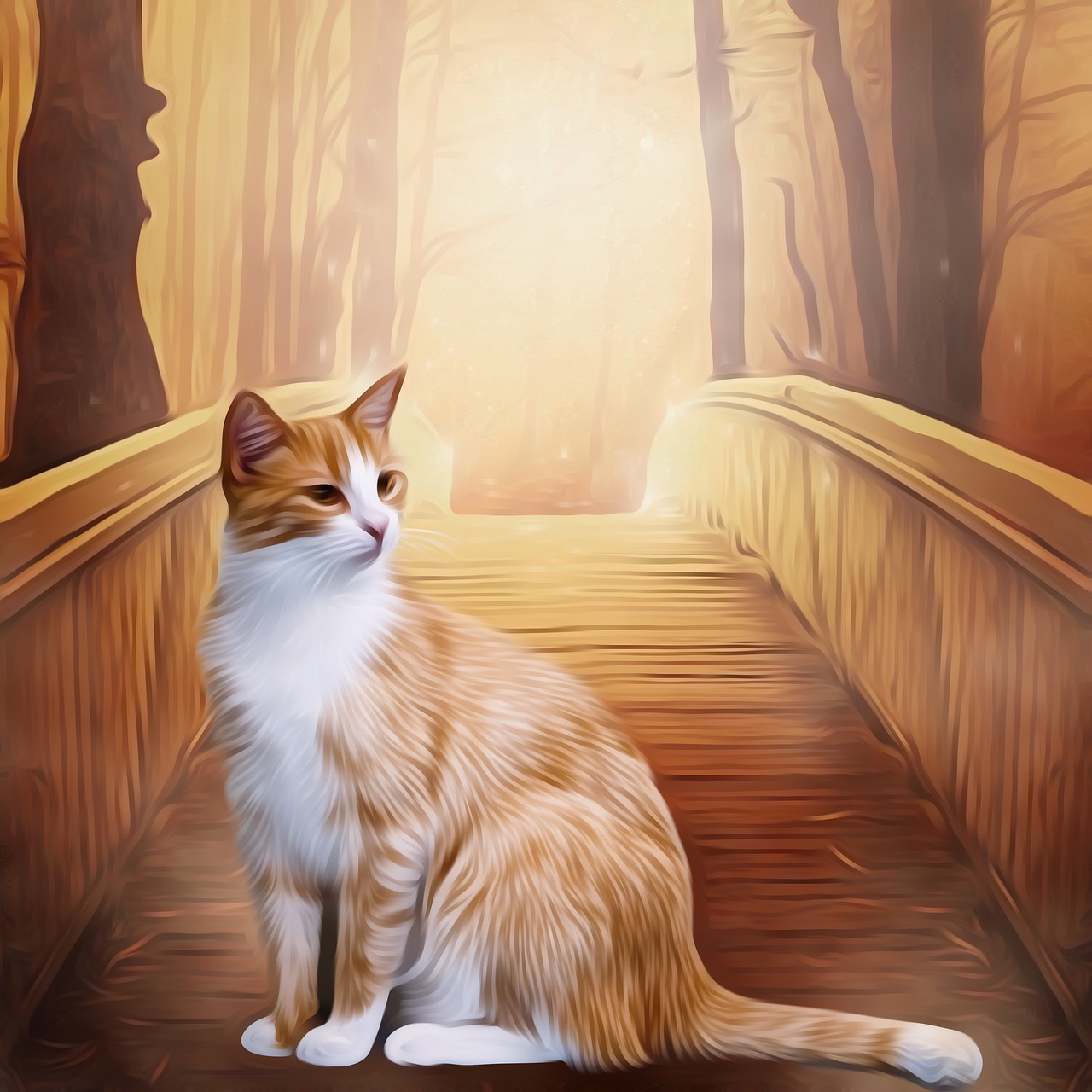 Download Cat, Bridge, Trees. Royalty-Free Stock Illustration Image ...