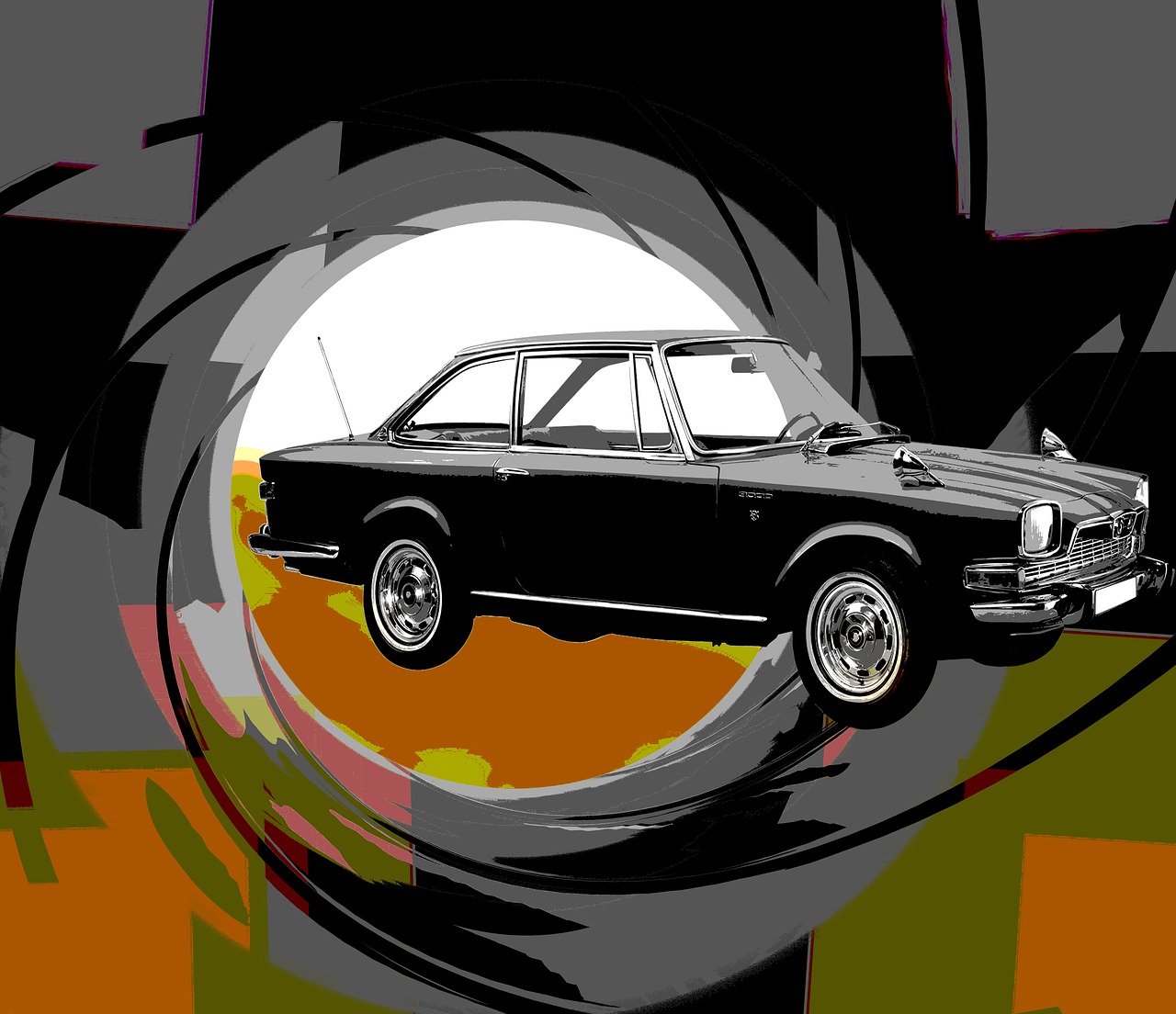 Download Photo Montage, Auto, Vintage. Royalty-Free Stock Illustration ...