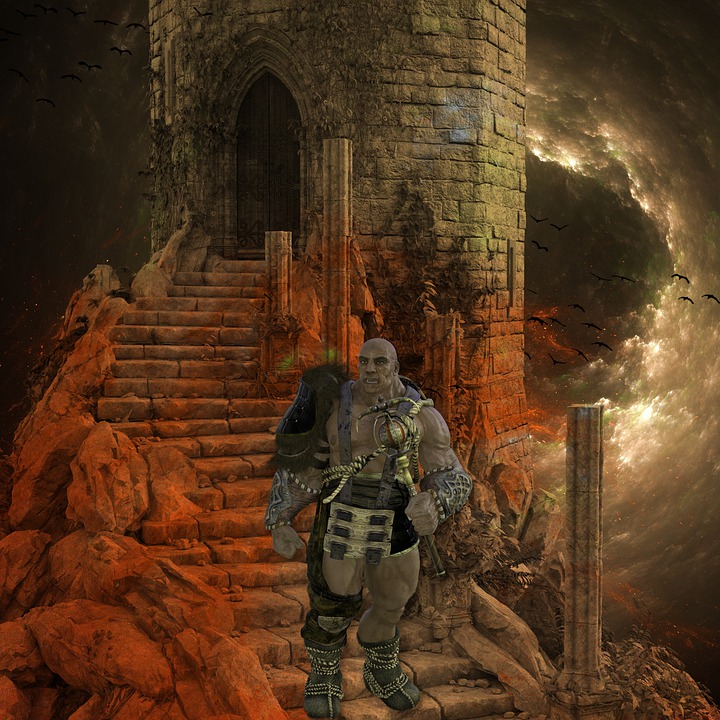 Download Warrior, Monster, Stairs. Royalty-Free Stock Illustration ...