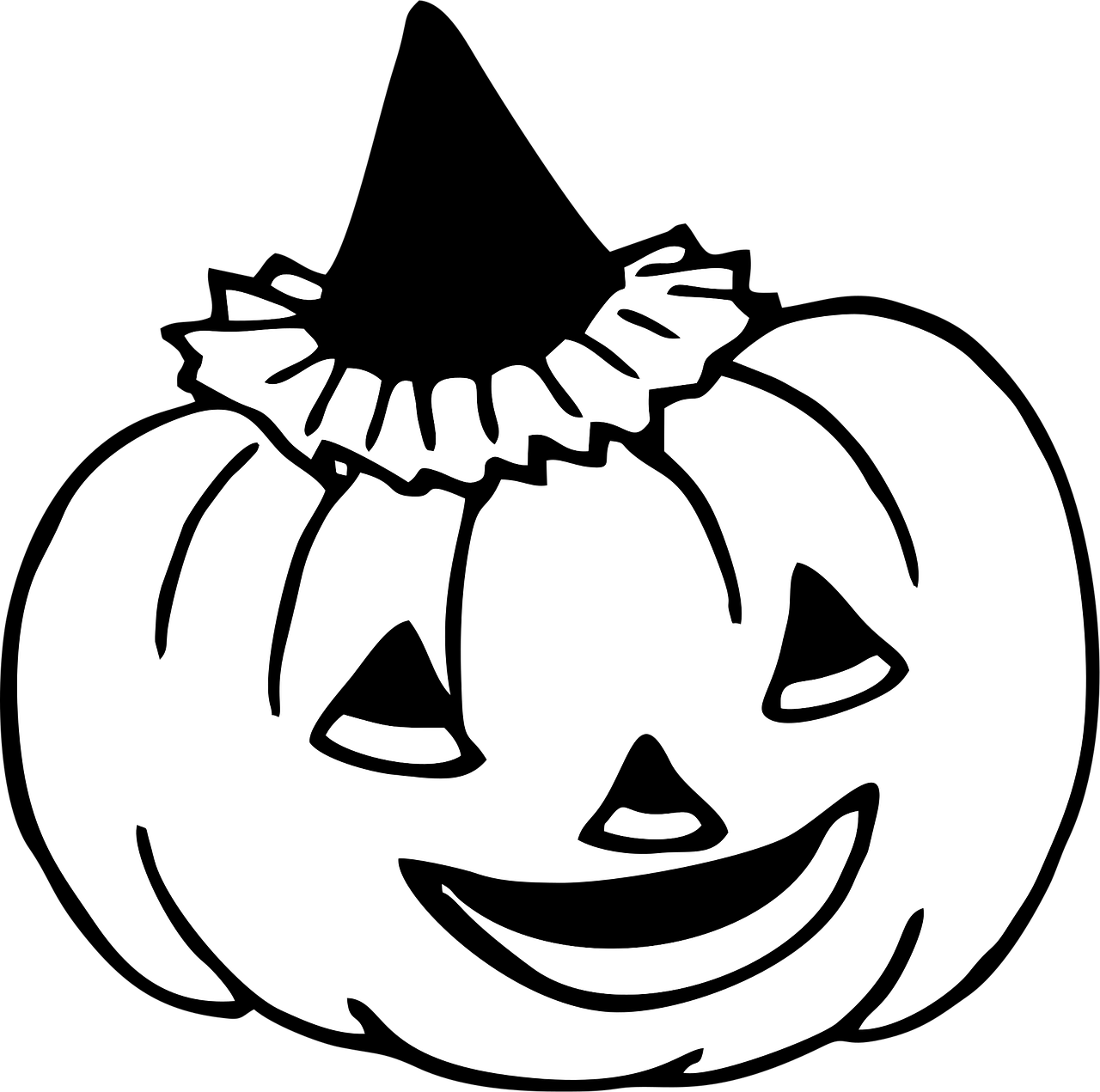 Schattige Jack O Lantern Clipart Zwart Wit Happy Halloween