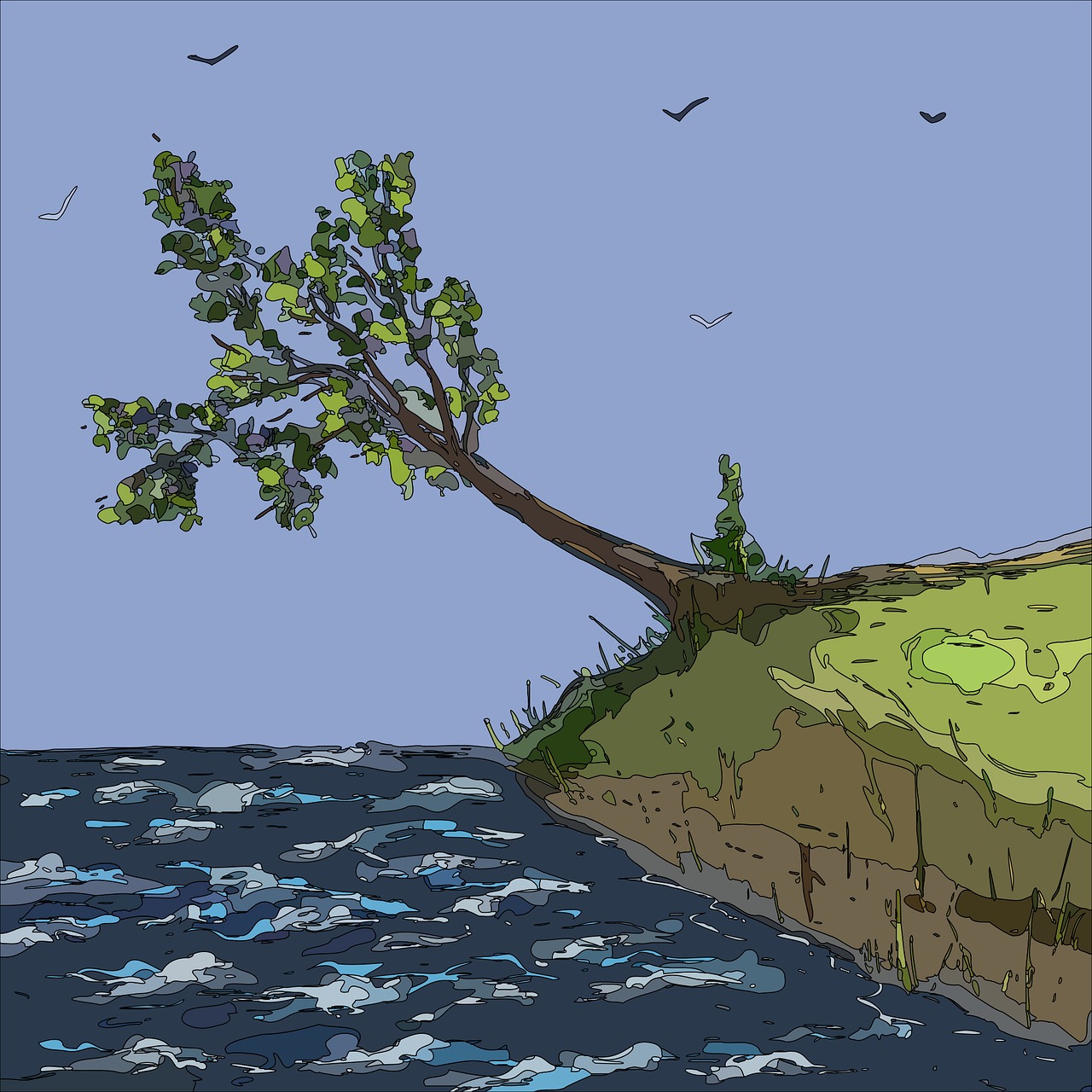 Download Tree, River, Leaves. Royalty-Free Vector Graphic - Pixabay