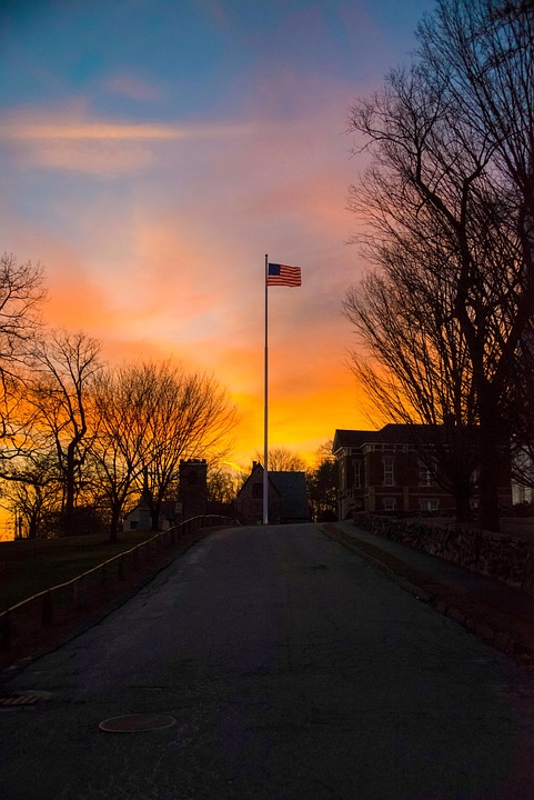American Steag Seara Apus De - Fotografie gratuită pe Pixabay
