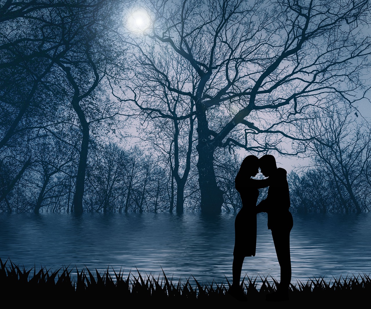Download Romantic, Silhouette, Night. Royalty-Free Stock Illustration ...