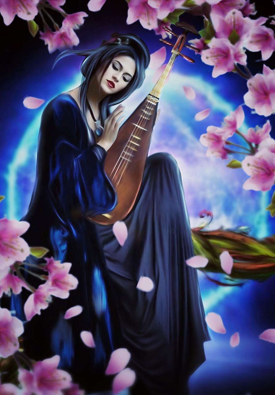 Girl Musical Instrument Flowers - Free image on Pixabay