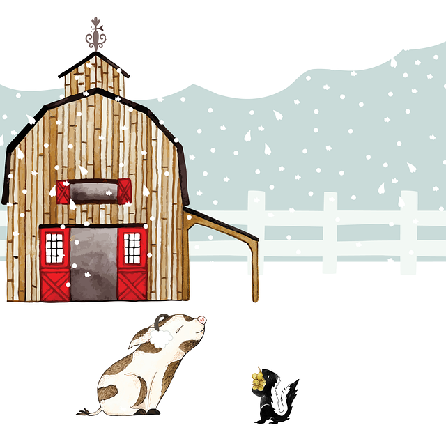 Download Farm, Snowflakes, Animals. Royalty-Free Stock Illustration ...