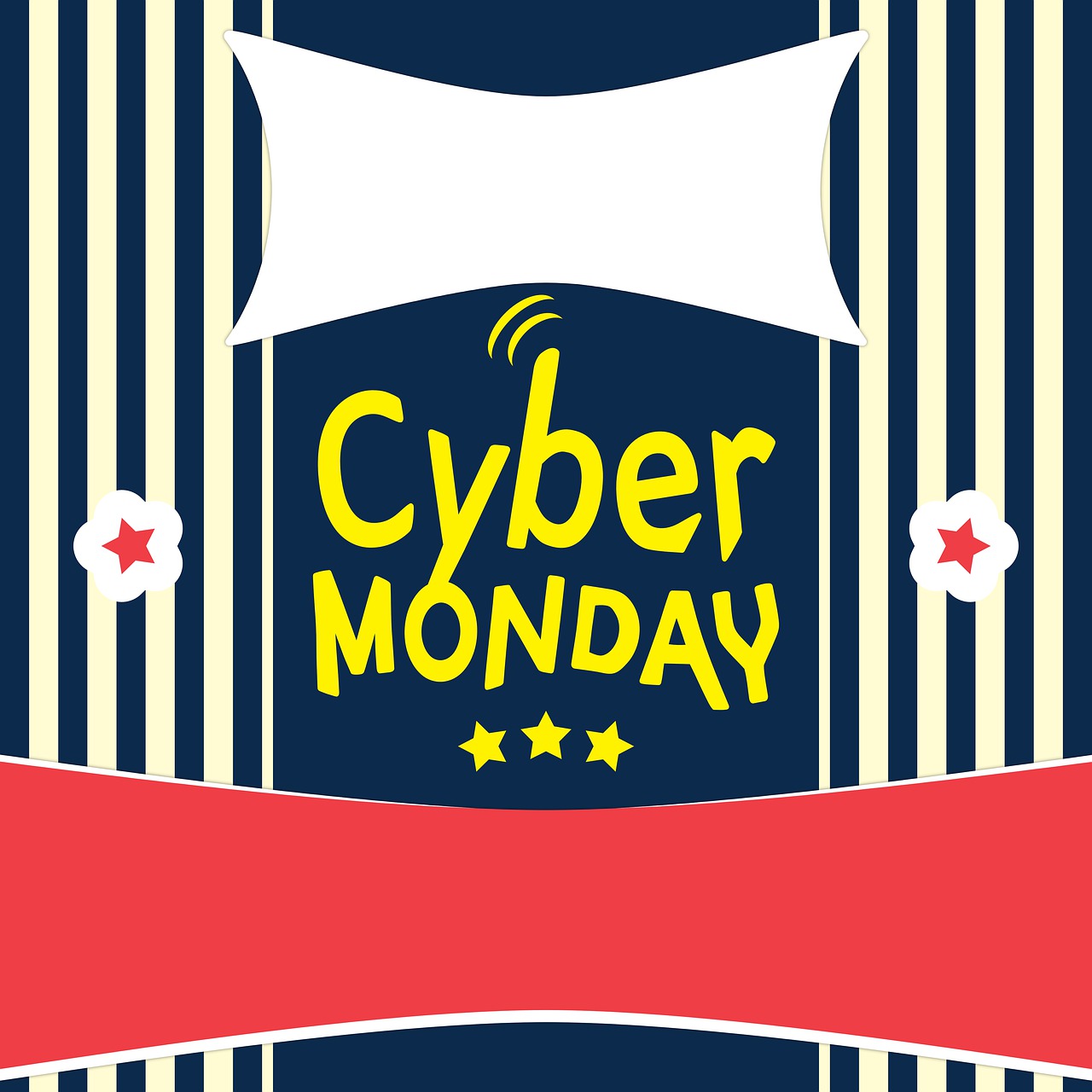 Download Cyber Monday, Blue-Yellow-Red, Striped Newscard. Royalty-Free ...