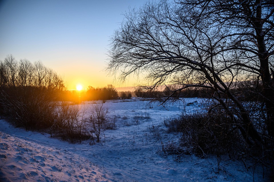 Sunset Field Snow - Free photo on Pixabay