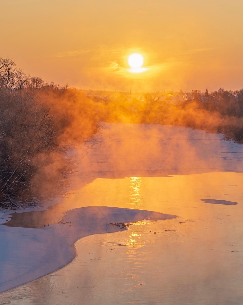 River Winter Sunrise Free Photo On Pixabay