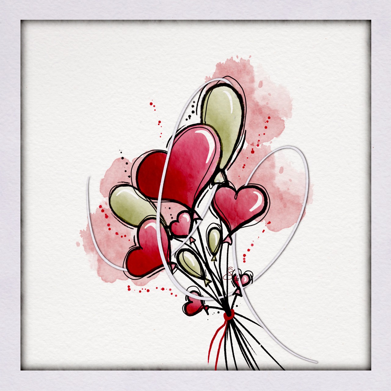 Download Valentine'S Day Doodle Watercolor Royalty-Free Stock ...