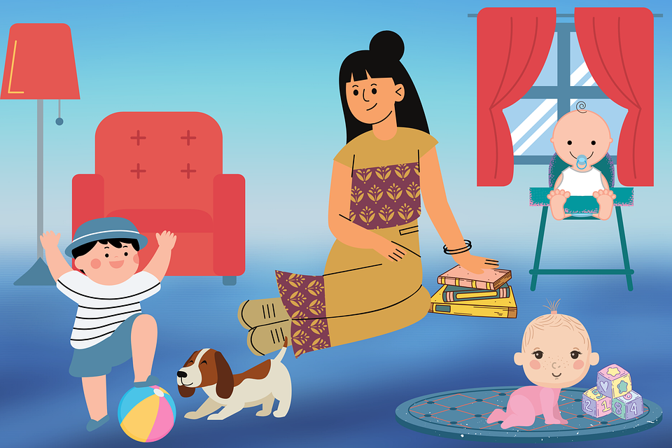 Download Babysitter Kids Living Room Royalty-Free Stock Illustration ...