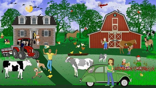 Download Farm Yard, People, Animals. Royalty-Free Stock Illustration ...