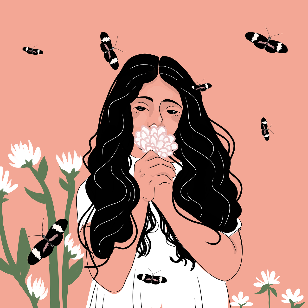 Download Butterflies, Girl, Nature. Royalty-Free Stock Illustration ...