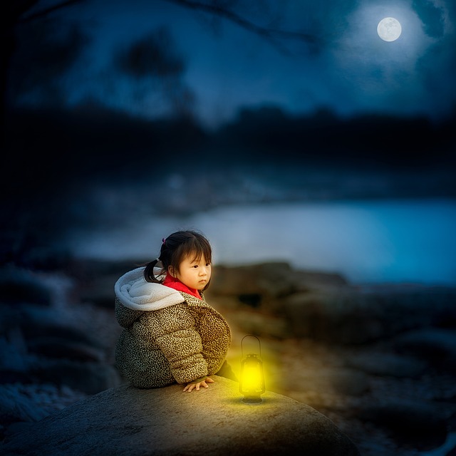 Little Girl Night Moonlight - Free photo on Pixabay