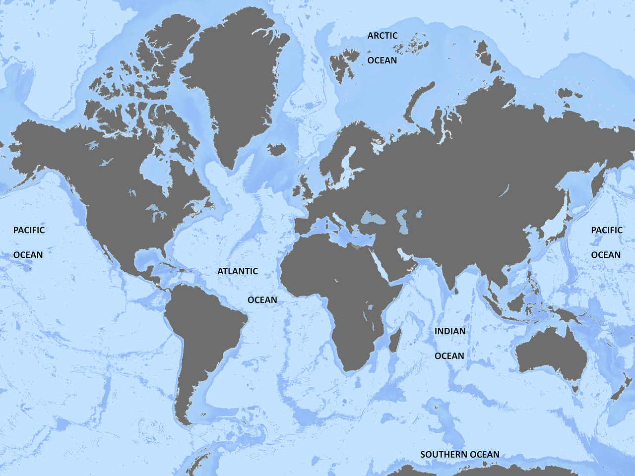 Carte Des Océans Et Des Mers