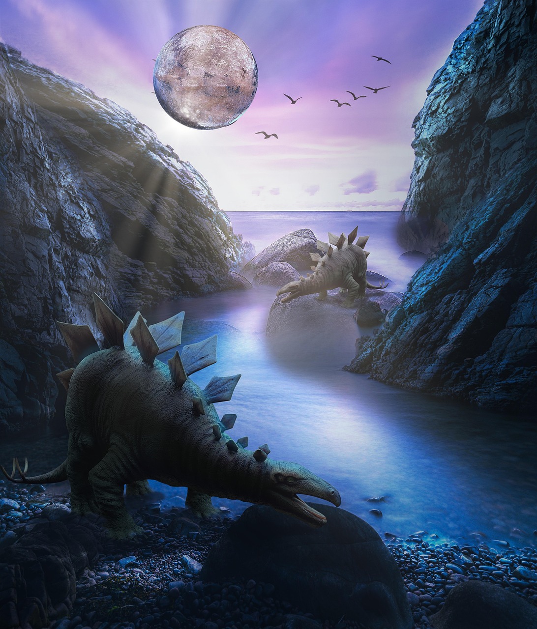 Dinosaur Moon Sea - Free photo on Pixabay - Pixabay