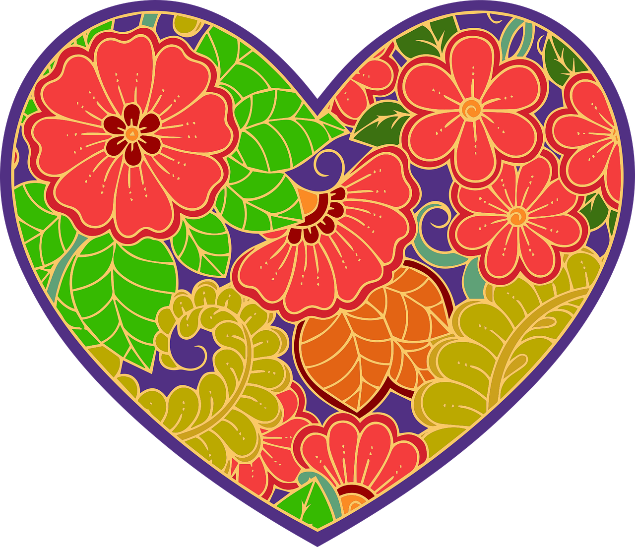 Heart Floral Art - Free vector graphic on Pixabay - Pixabay
