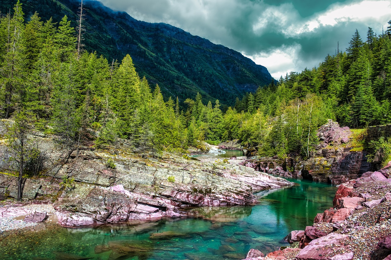 Download Glacier National Park River Forest Royalty-Free Stock ...